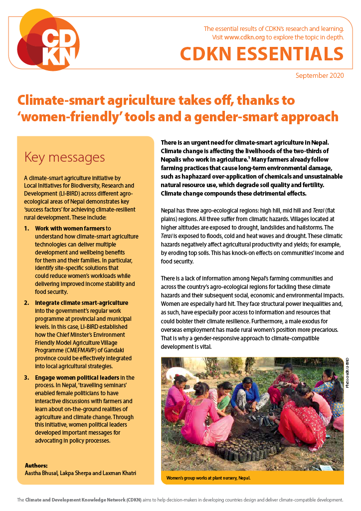 Climate-Smart Agriculture, ‘Women-friendly’ Tools and a Gender-Smart ...